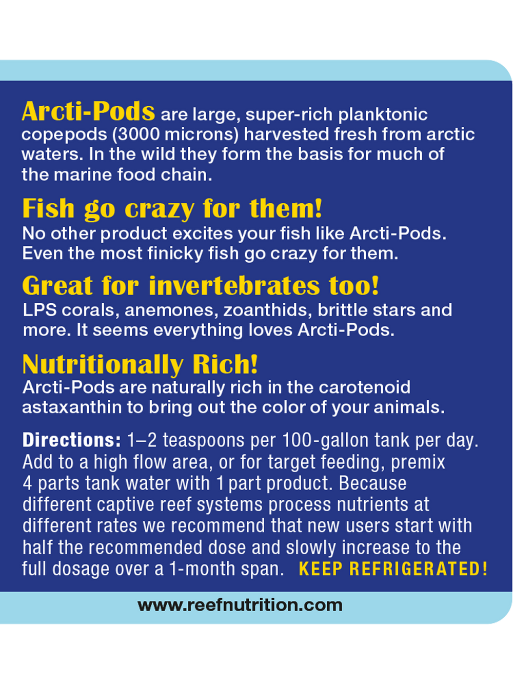 Arcti-Pods® | Angelfish Food | Cardinal Fish Food – Reef Nutrition